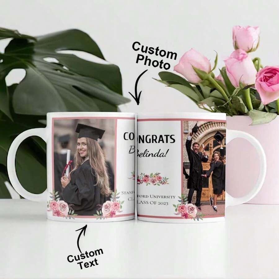1pc Custom Graduation Mug With Photo Or Text, Personalized Graduation ...