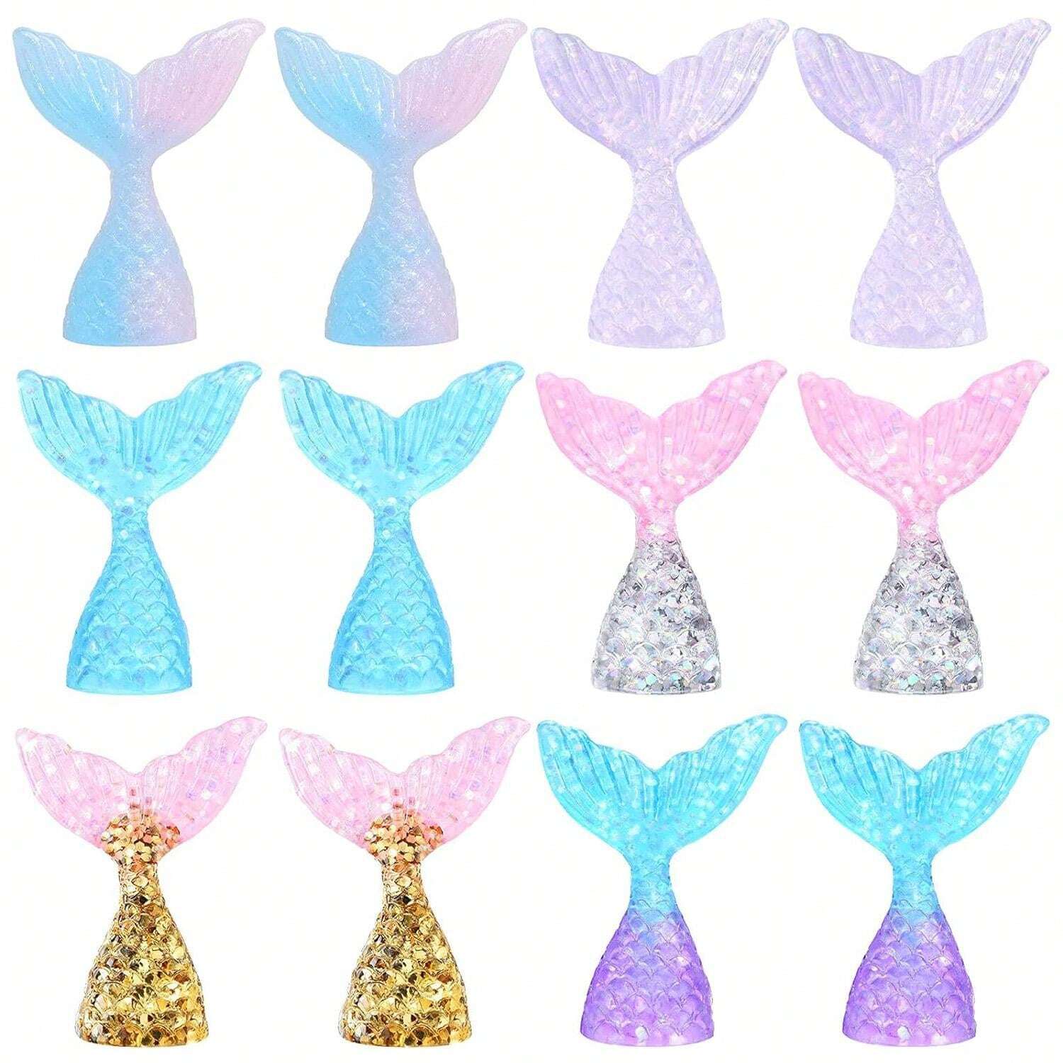 36 Pieces Acrylic Mermaid Tails Cupcake Toppers Mini Wrappers Mermaid ...
