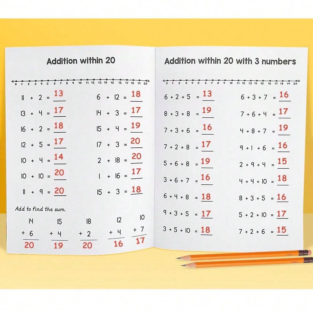 52 Pages Addition Subtraction All Facts 0-20, Preschool Educational ...