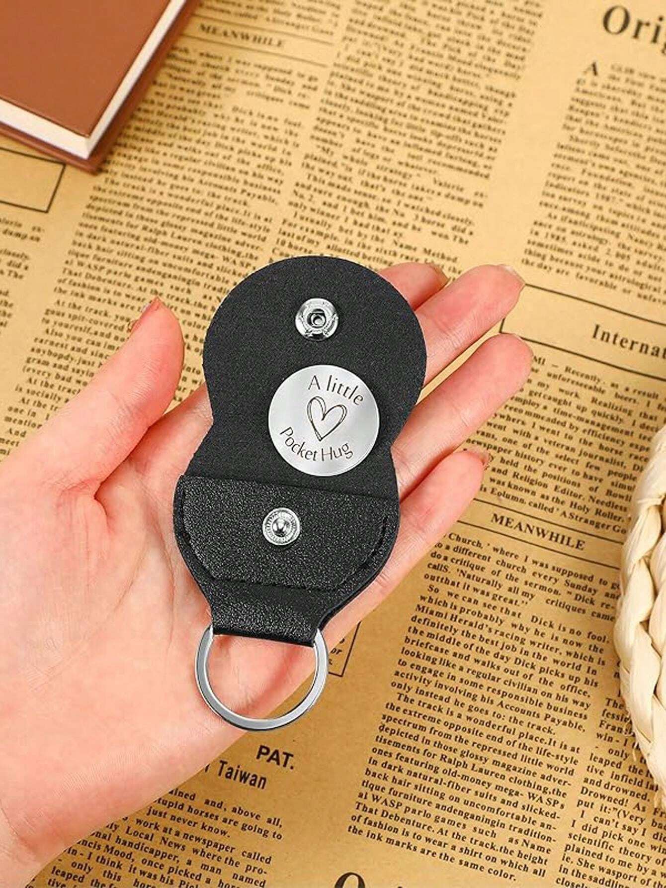 One Stainless Steel Slogan Keychain, Pocket Hug Token Long Distance ...