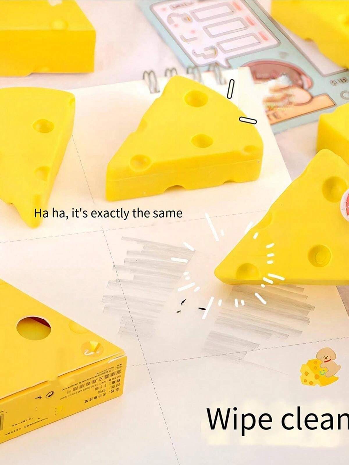 1pc Creative & Cute Large Cheese Pie Shaped Eraser, Leaves No Marks And ...