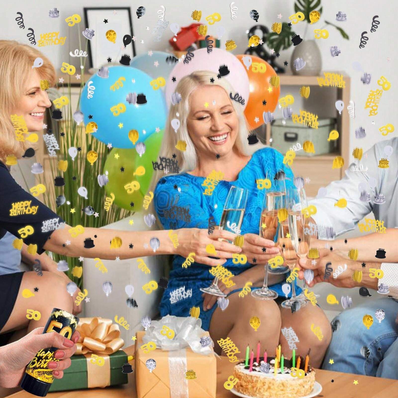 4PCS Birthday Push Pop Confetti Fireworks Tube Confetti Cannons Black ...