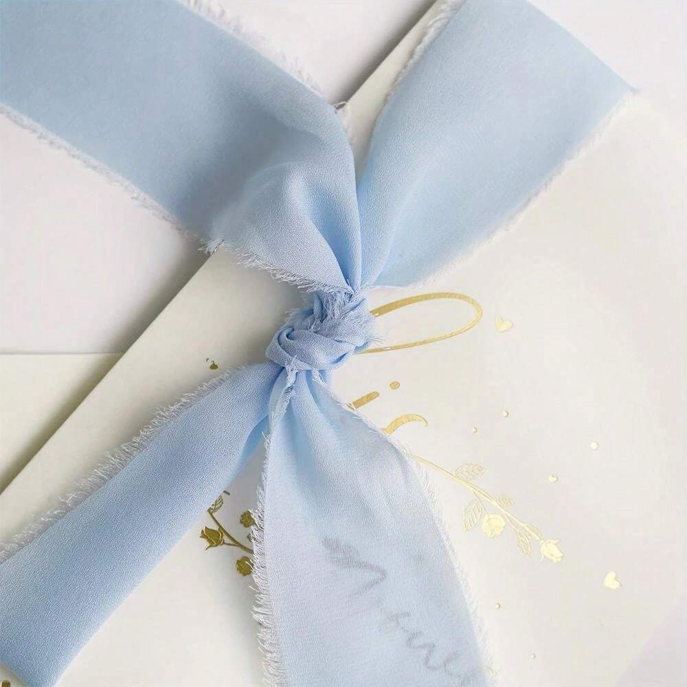 Blue Chiffon Ribbon Stripe Chiffon Ribbon Light Blue Craft Ribbon Silk ...
