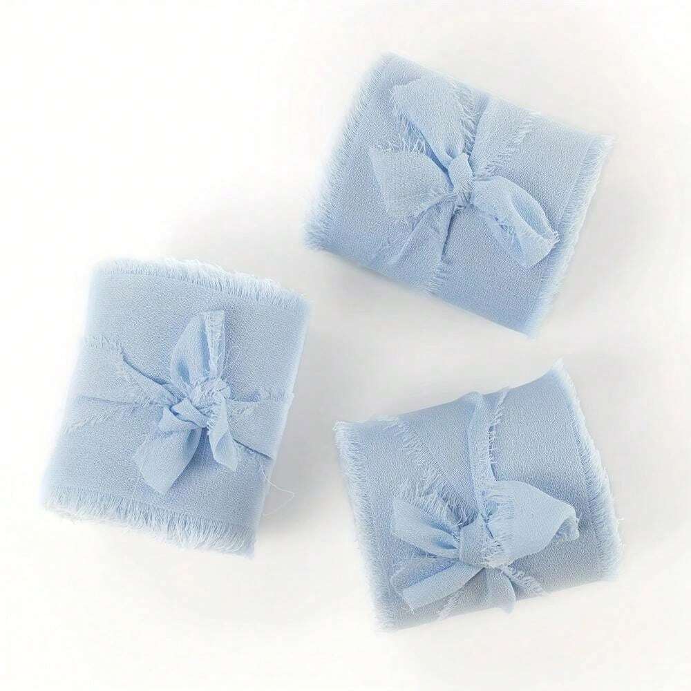 Blue Chiffon Ribbon Stripe Chiffon Ribbon Light Blue Craft Ribbon Silk ...