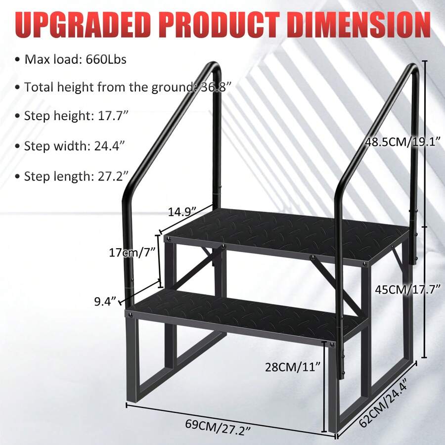 RV Stairs 2 Step Ladder, RV Steps Anti-Slip Upgrade 3.0, Hot Tub Steps ...