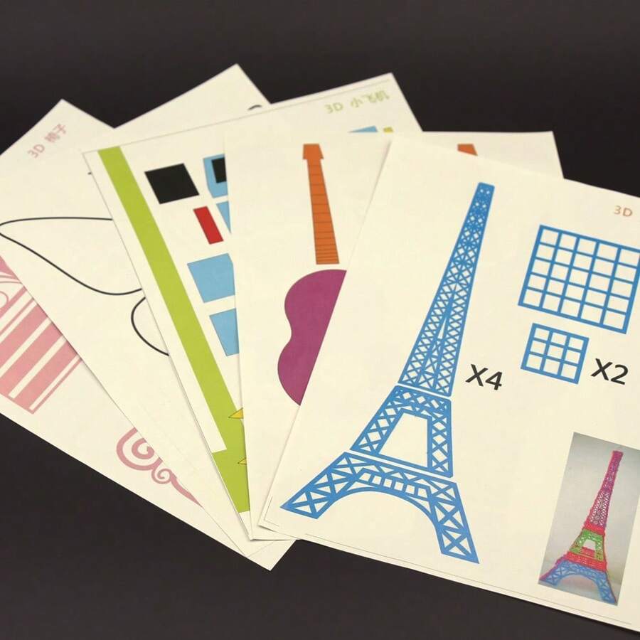 10 Sheets 3D Printer Drawing Molds Paper Stencils For 3D Printing Pen ...