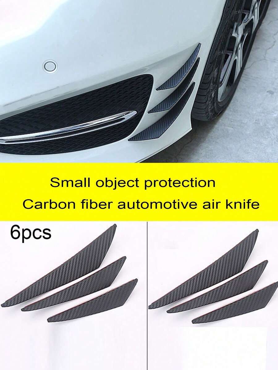 6pcs Car Universal Modified Wind Knife Carbon Fiber Pattern Bumper Wind ...