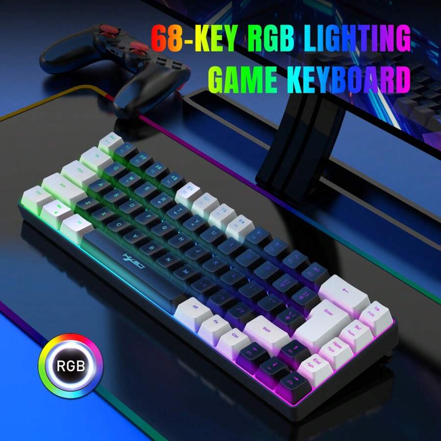 HXSJ HXSJ Keyboard And Mouse Combo Set, 68-Key RGB Wired Keyboard, USB ...