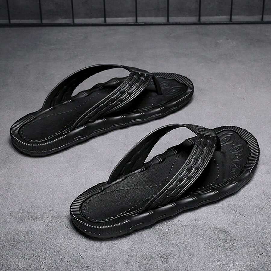 1 Pair Of Pure Black New Style Sandals, Suitable For Teenage Boys And ...