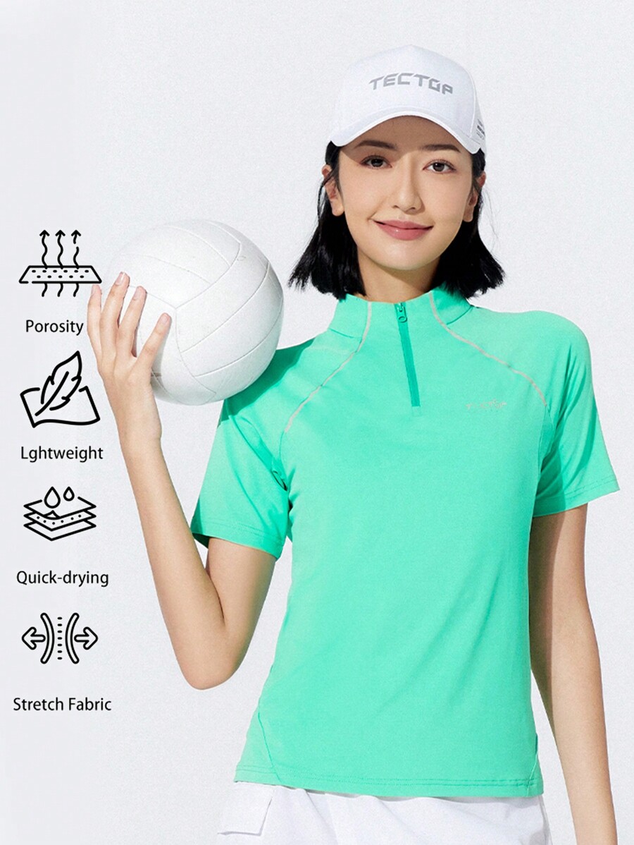 TECTOP Playera deportiva para mujer de manga raglán con cierre de ...