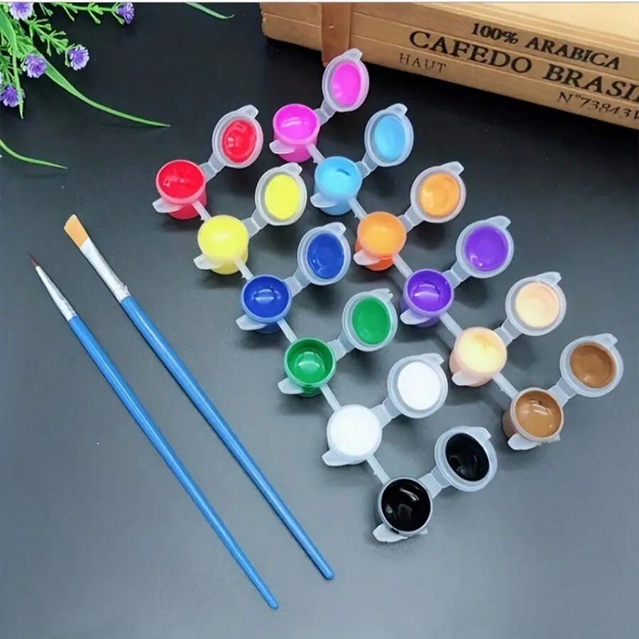 12 Colors Paints + 2 Brushes School Supplies School Kids,Things For ...