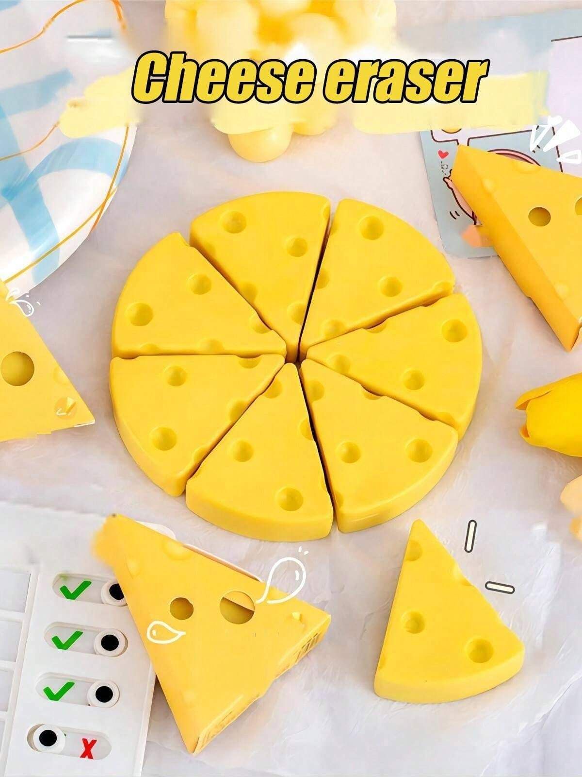 1pc Creative & Cute Large Cheese Pie Shaped Eraser, Leaves No Marks And ...