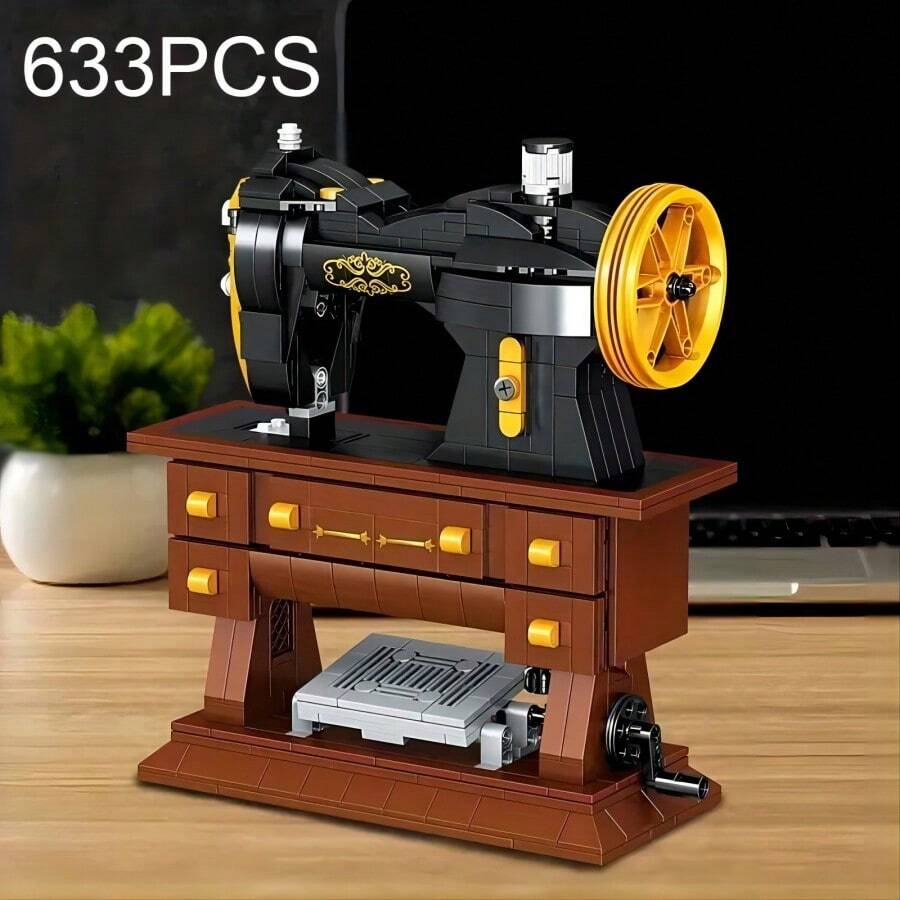 633pcs Simulative Retro Sewing Machine Building Blocks Model Room ...