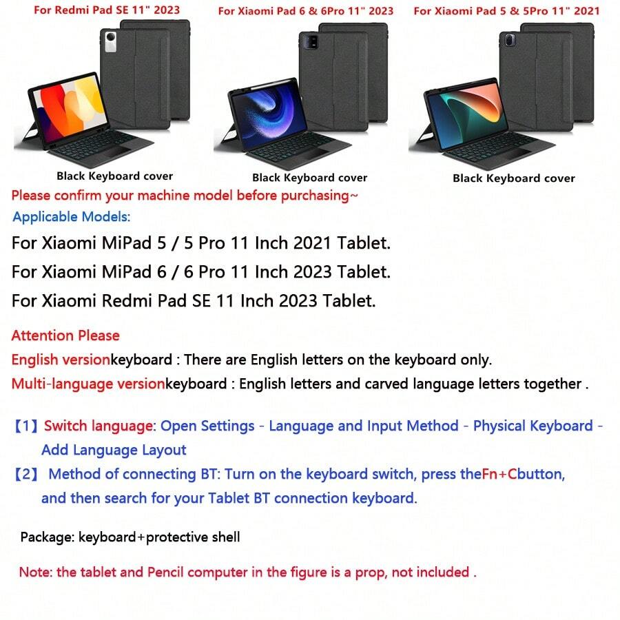 Backlight Magic Keyboard Case Compatible With Xiaomi Pad 6 5 Tablet ...