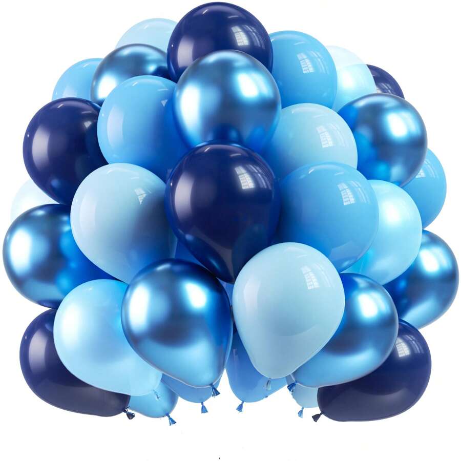 50pcs 12-Inch Blue Latex Balloons Metallic Blue And Pearl Blue And Navy ...