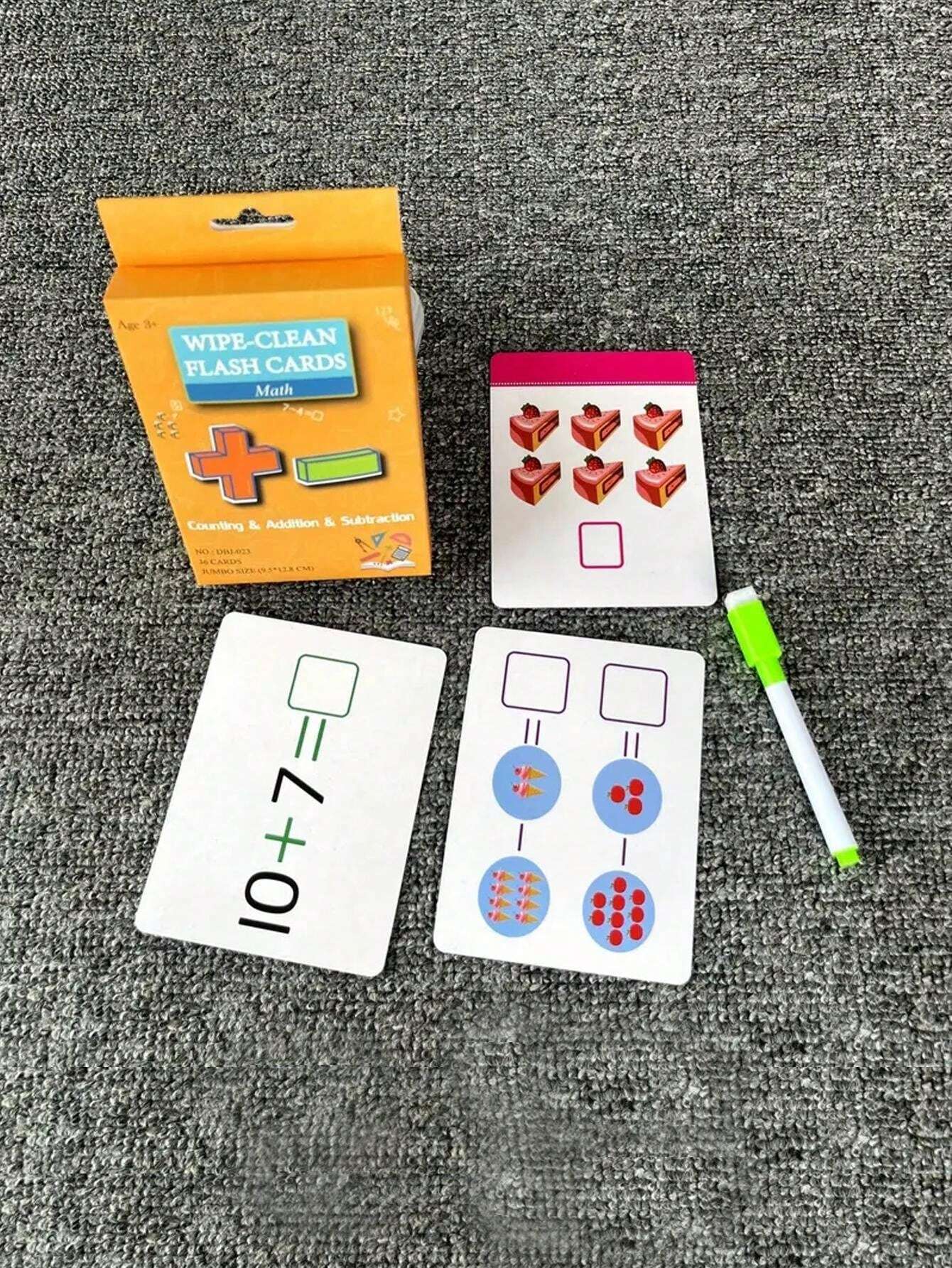 1 Set 36 Pcs Flashcards + 1 Pc Erasable Pen For Children's Number ...