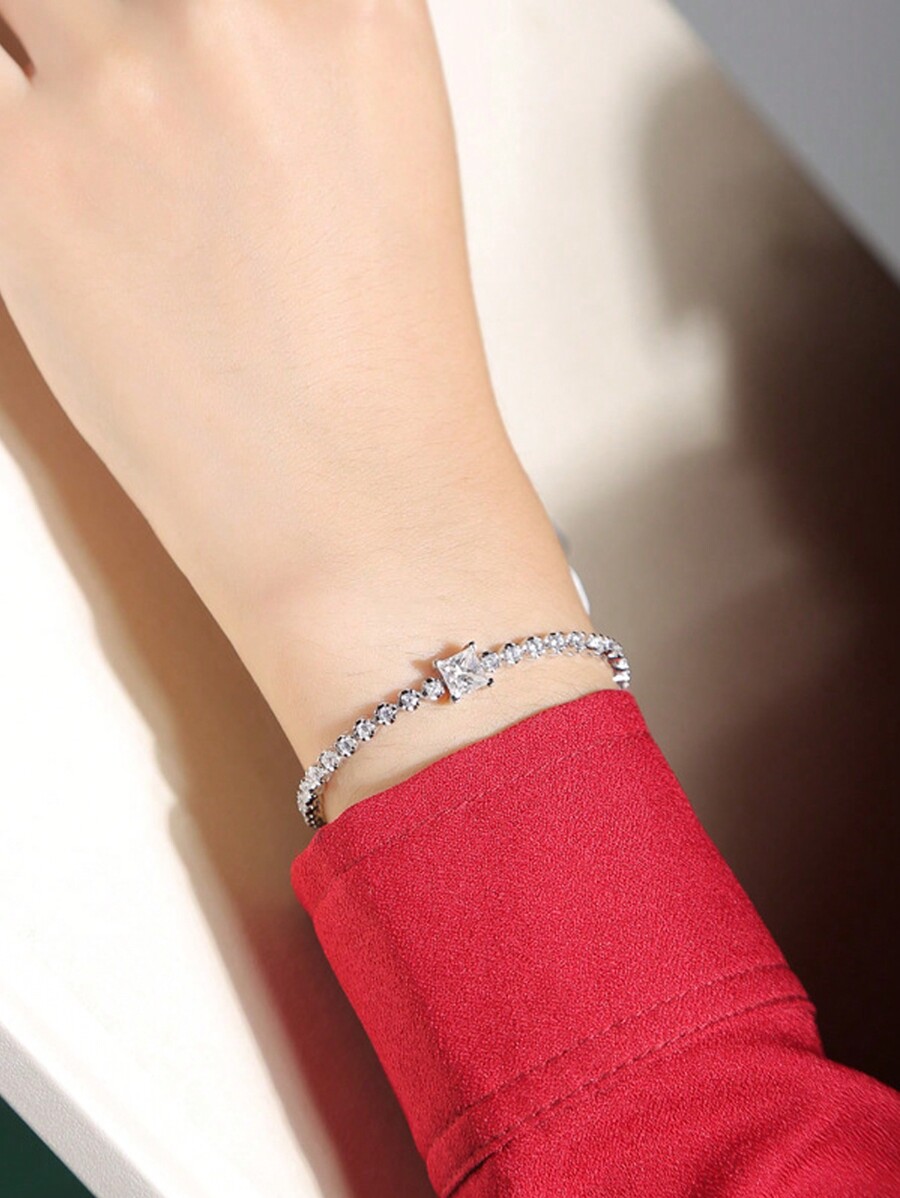 1 Pieza de Pulsera de Princesa Moissanite de 1 Quilate de Plata S925, de Lujo Ligero, de Moda y ...