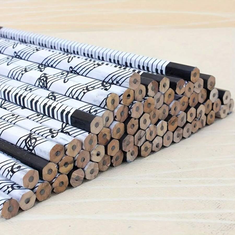 Set Of 10 Creative Student Hexagonal Pencils With Music Note Pattern ...
