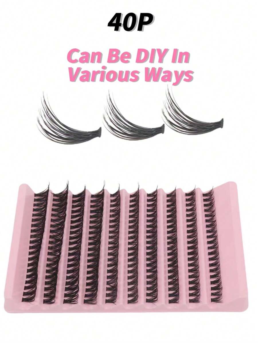 40P Faux Mink Eyelashes 200pcs Cluster Lashes 0.07mm D Curling 9-16mm ...