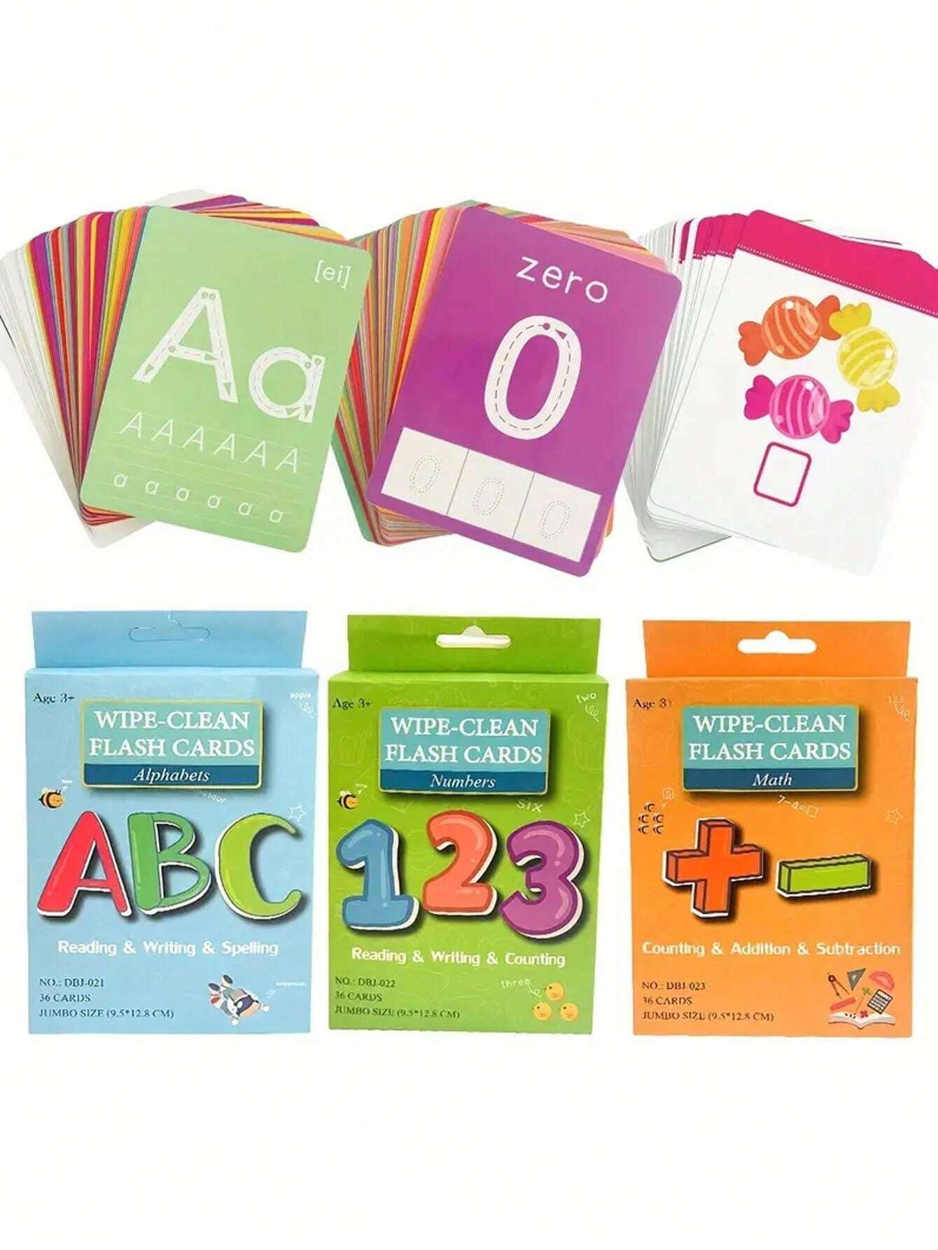 Set Of 36 Flashcards + 1 Erasable Pen For Children's Digit Recognition ...