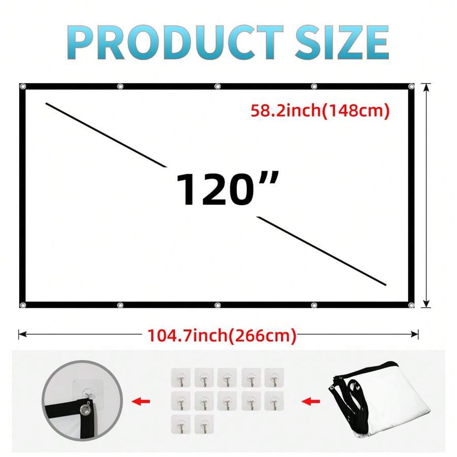 Tela de Projeção de 120 Polegadas 4K 16:9 HD para Projeção Traseira ...
