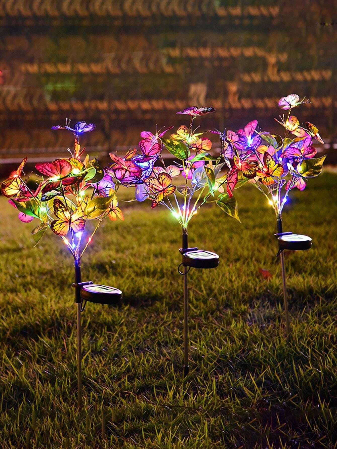 1pc Solar Powered LED Butterfly Stake Light, Colored LED & Silk Fabric ...