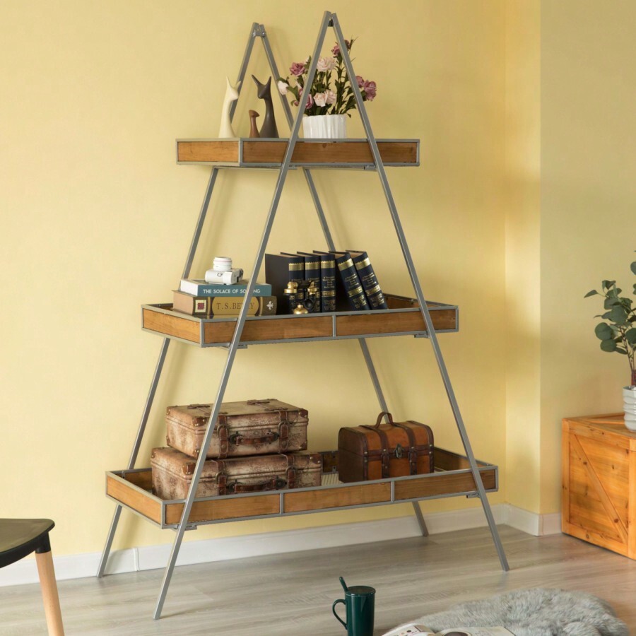 Vintiquewise Large Ladder Triangular 3 Tier Metal Display Shelving ...