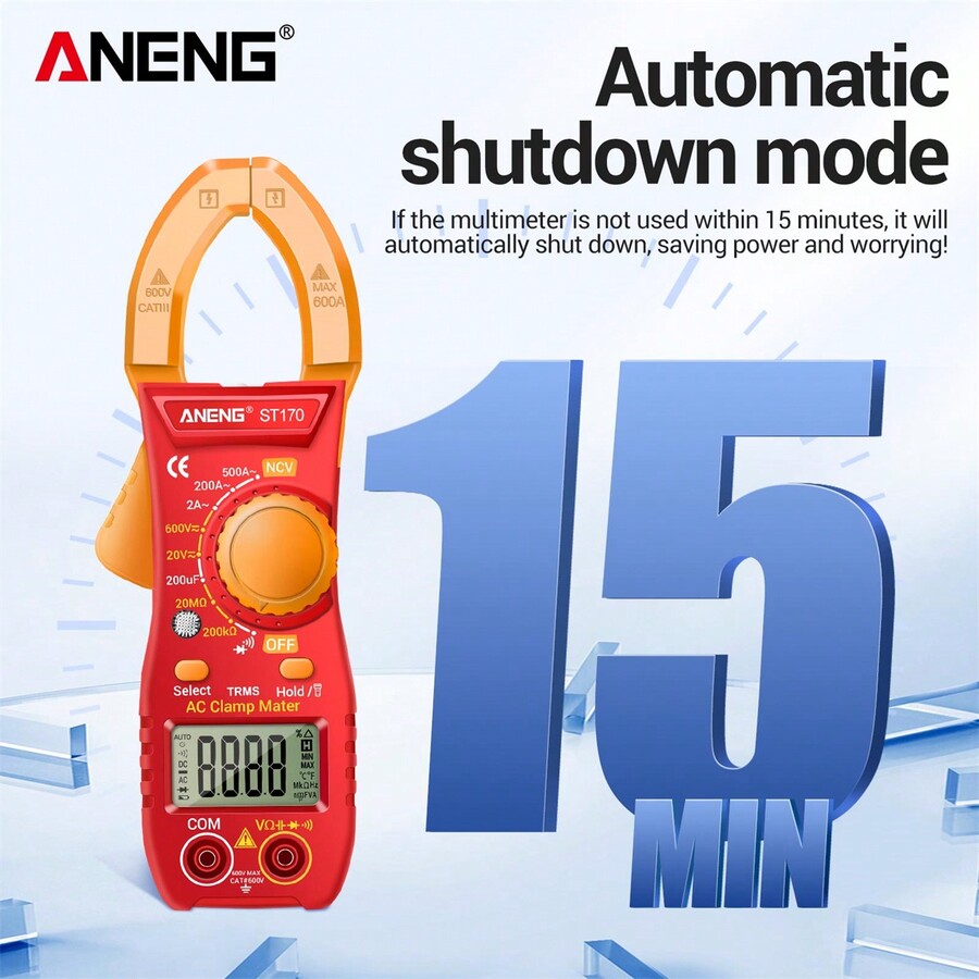 ANENG ST170 Digital Clamp Meter 500A AC Current Multimeter 1999 Counts ...