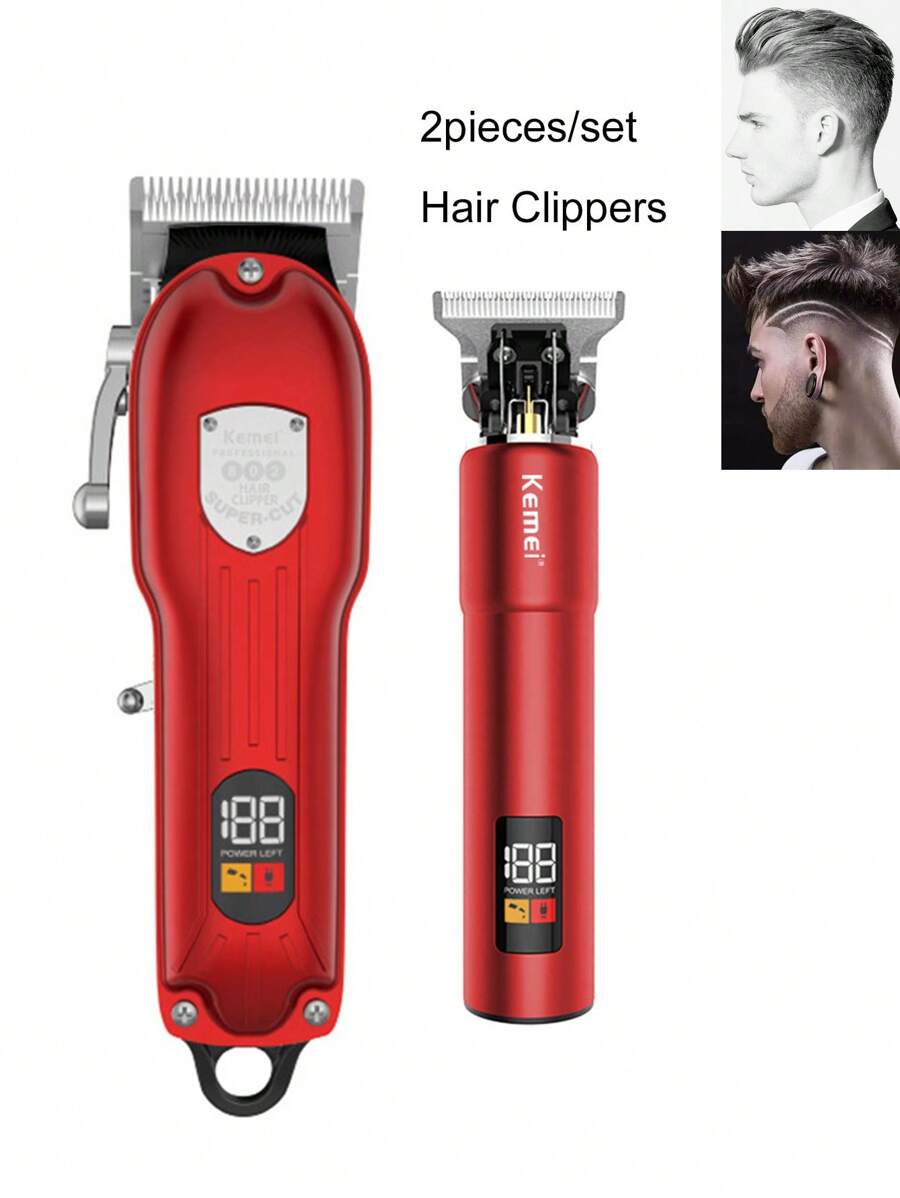 2pieces Hair Clipper Kemei Brand Professional Hair Trimmer For Men Beard Edge Hair Cut Machine ...