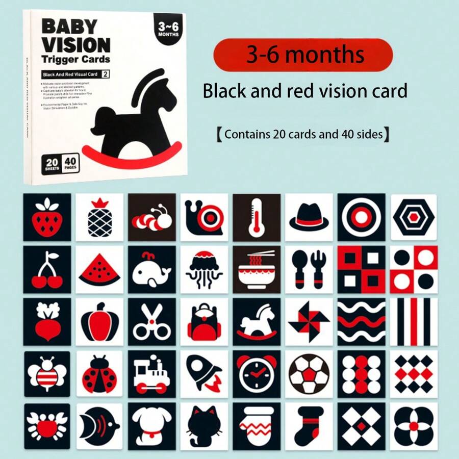 0-36 Months Baby Early Educational Cards, Newborn Visual Stimulation ...