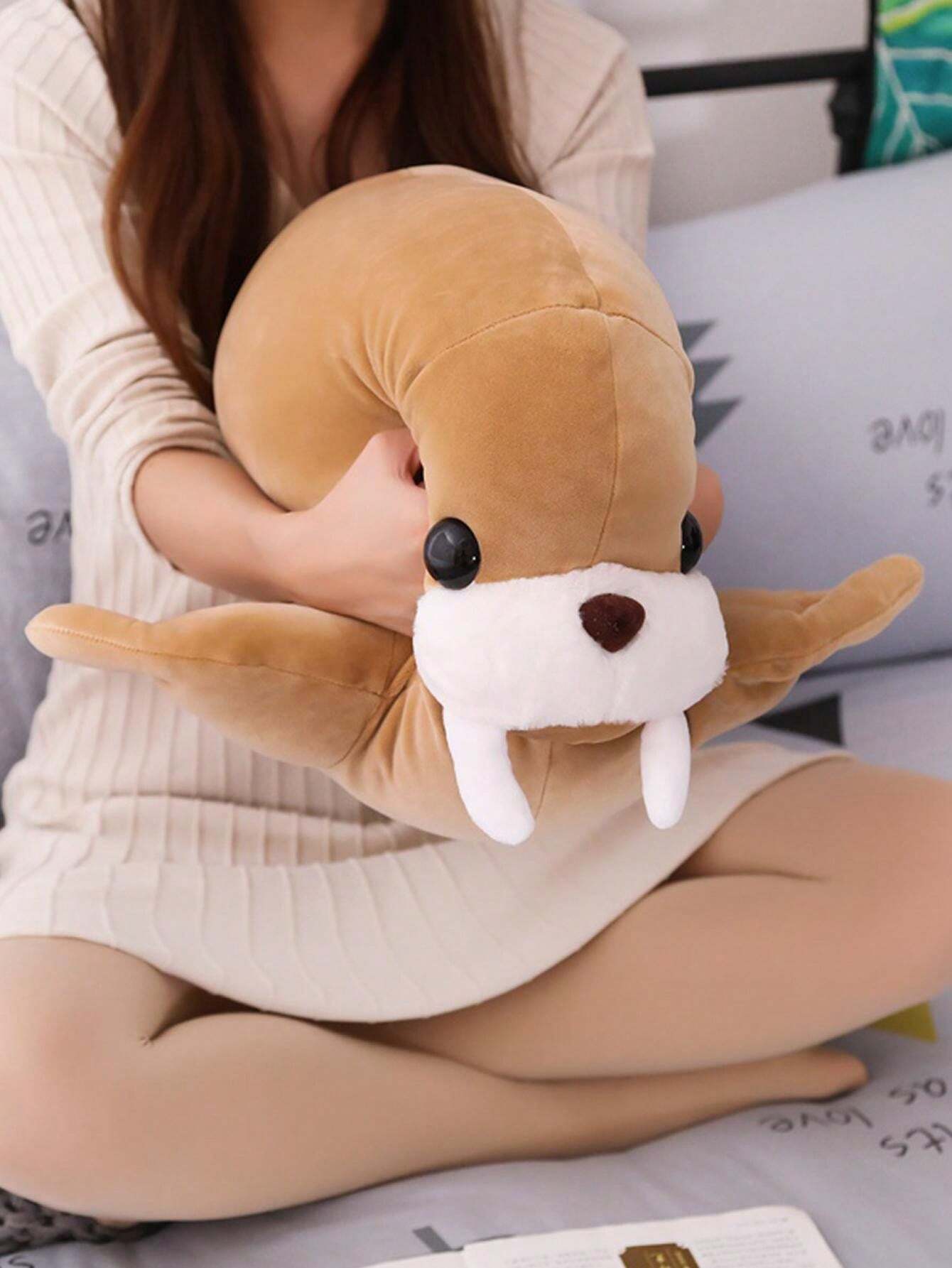 A Lying Brown Walrus Plush Toy, Stuffed With Soft Down Cotton, Creative ...