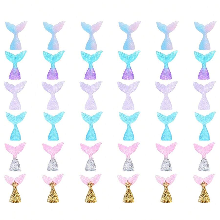 36 Pieces Acrylic Mermaid Tails Cupcake Toppers Mini Wrappers Mermaid ...
