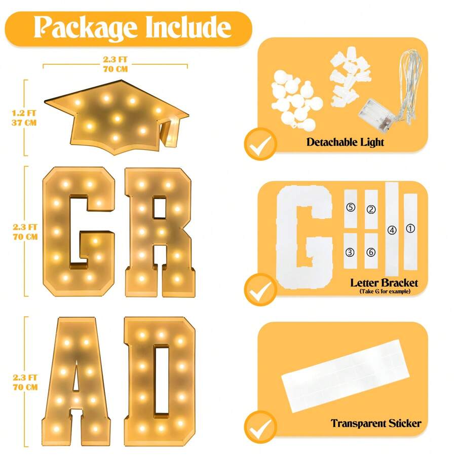 1pc Graduation Decorations Marquee Light Up Letter Class Of 2024 ...