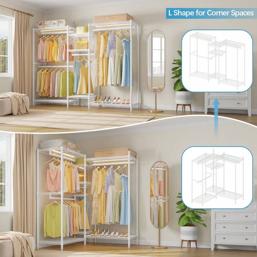 VIPEK L6L L Shape Garment Rack With Shelves Heavy Duty Clothes Rack For ...