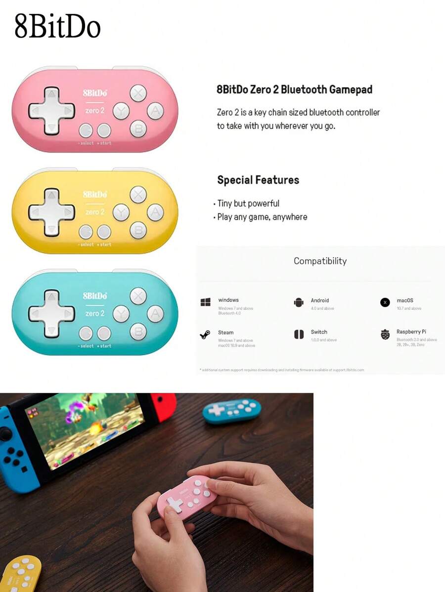 8BitDo Zero 2 Bluetooth Gamepad For Switch Windows Android MacOS Micro ...