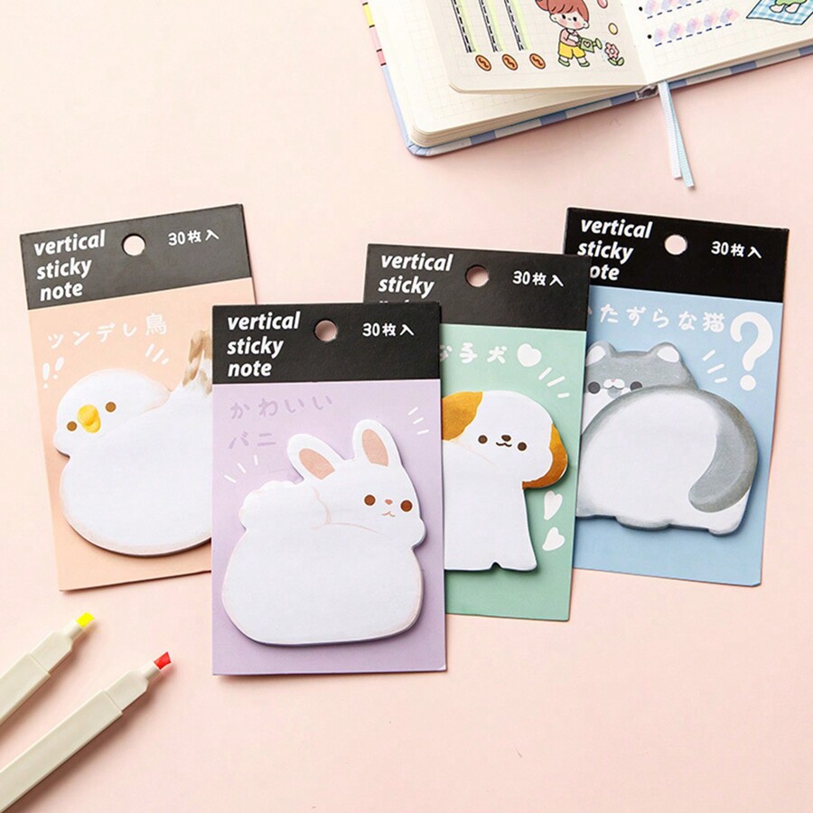 30 Sheets Cartoon Animal Sticky Notes, Suitable For Students & Office ...
