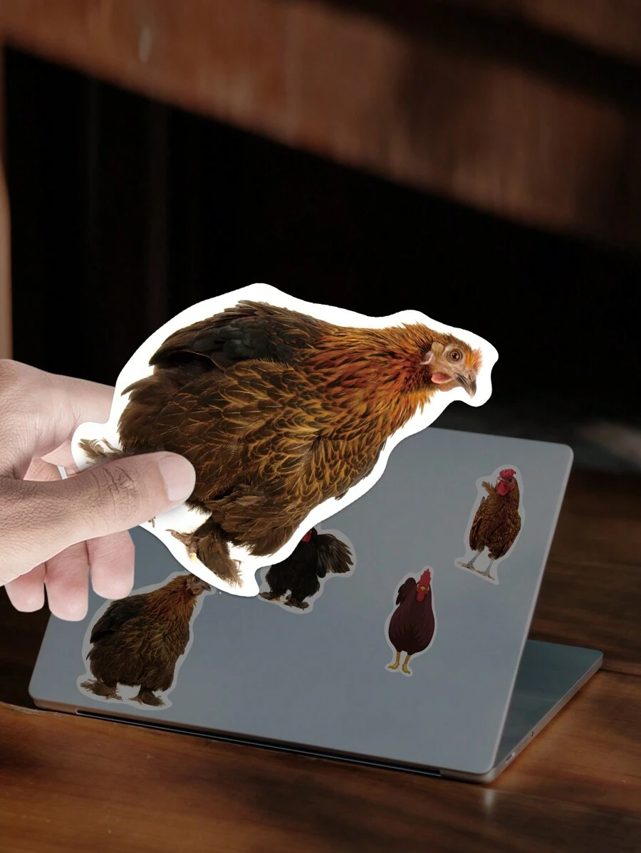 Un Set de 16 Pegatinas reutilizables y únicas con temática de pollo ...