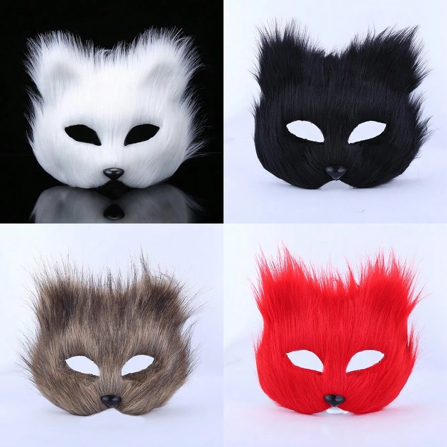 One Fox Mask, Masquerade Animal Mask Half Face Realistic Fox Mask For ...