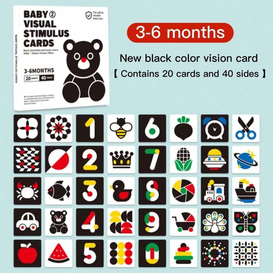 0-36 Months Baby Early Educational Cards, Newborn Visual Stimulation ...