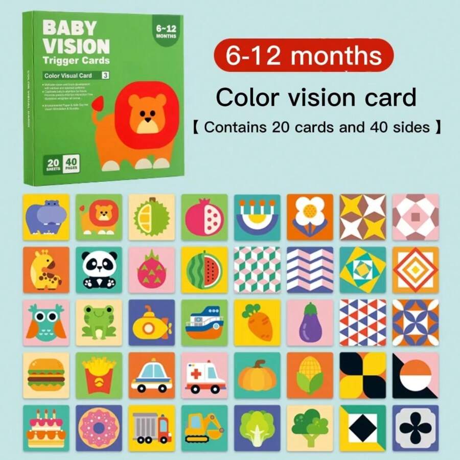 0-36 Months Baby Early Educational Cards, Newborn Visual Stimulation ...