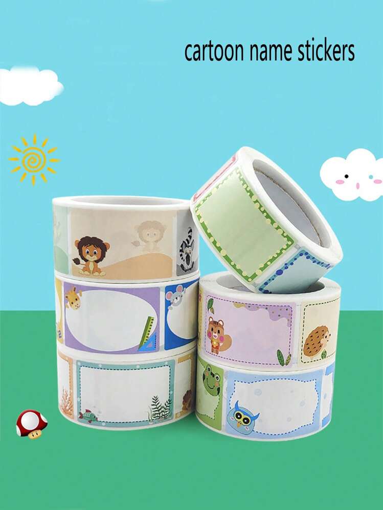 1 Roll 200pcs Cute Cartoon Name Stickers Self Adhesive Labels With Handwriting Stationery Sticker SHEIN Singapore