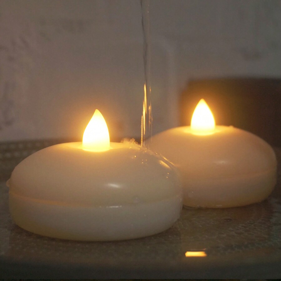 2 Pack Waterproof Flameless Floating Candles With Built-In 24-Hour ...