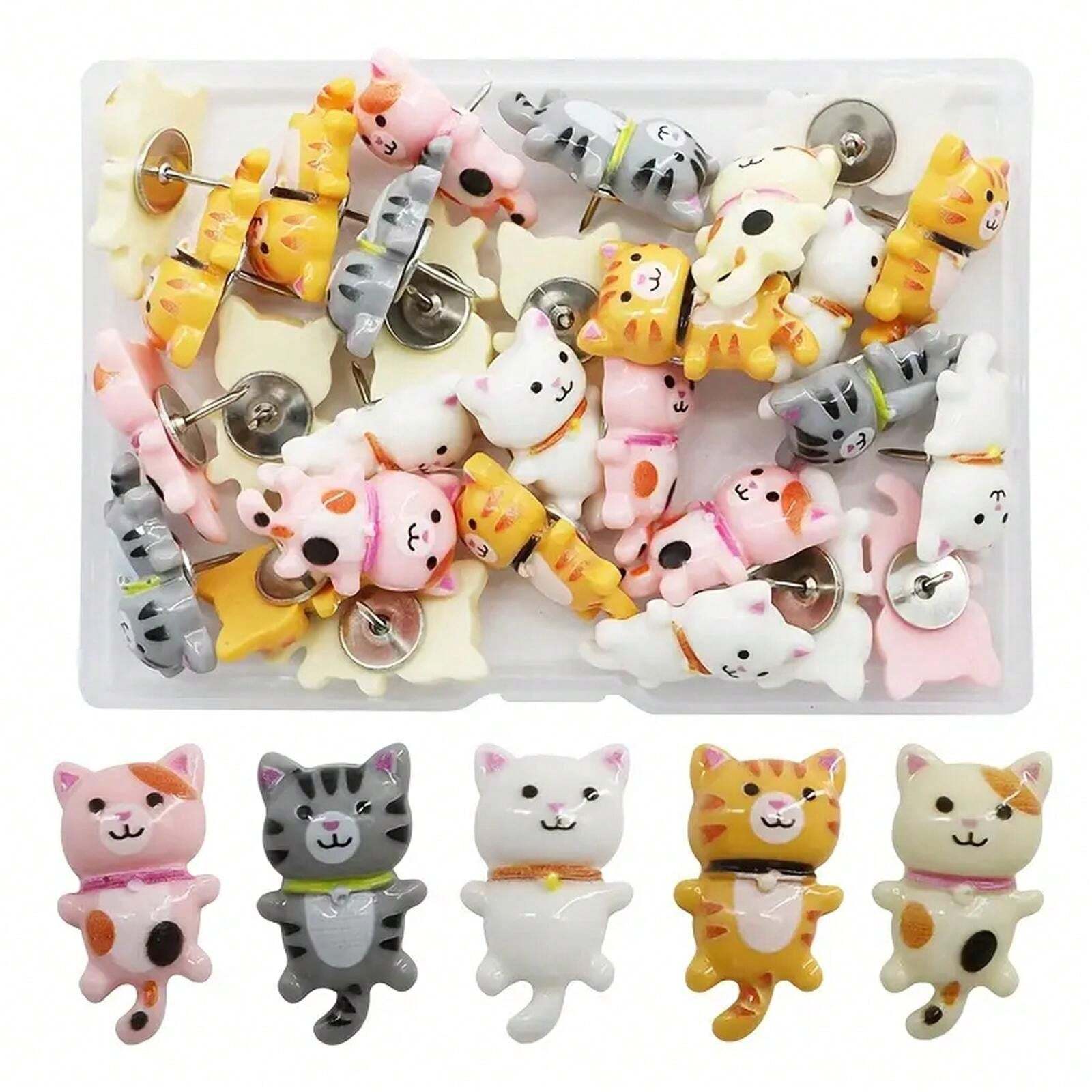 30pcs Cute Cartoon Cat Push Pins, Decorative Cat Cork Board Tacks For ...