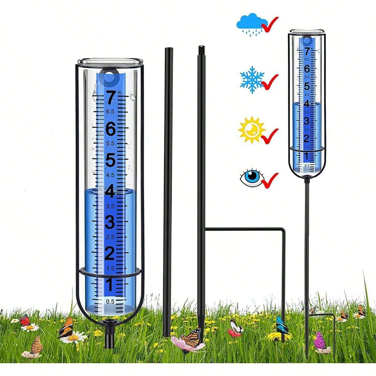 1pc Multi-Colored Outdoor Rain Gauge - Anti-Frost Transparent Digital ...