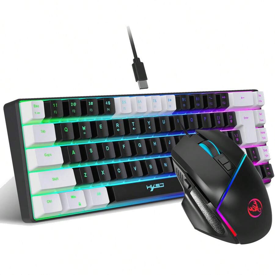 HXSJ HXSJ Keyboard And Mouse Combo Set, 68-Key RGB Wired Keyboard, USB ...