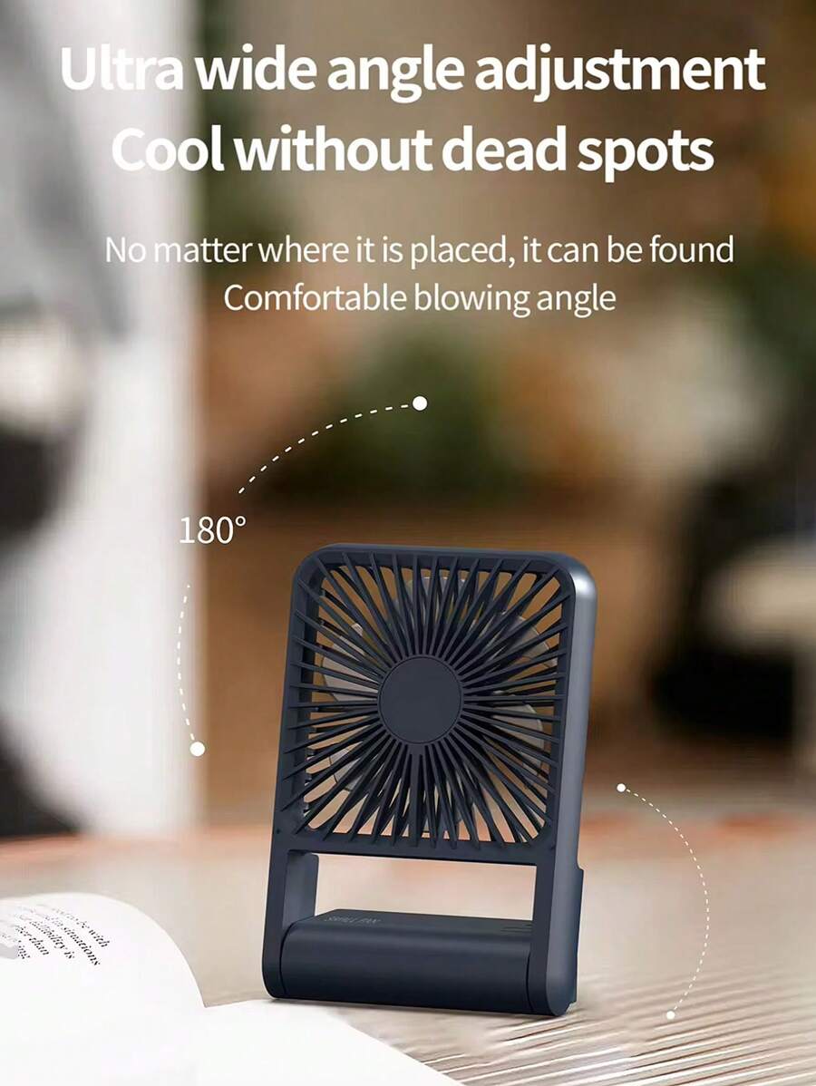 1pc Foldable Desktop Fan, Rechargeable 1200mAh Fan With 3 Wind Speeds ...
