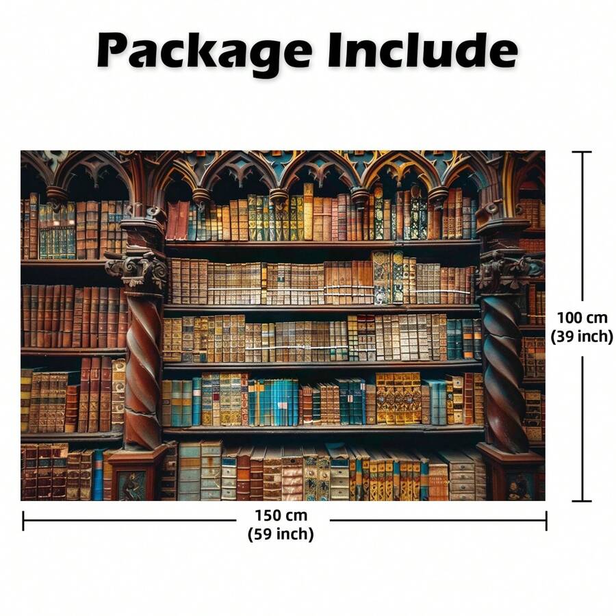 Wizard Magic Bookshelf Photography Backdrop, Vintage Bookshelf Backdrop ...