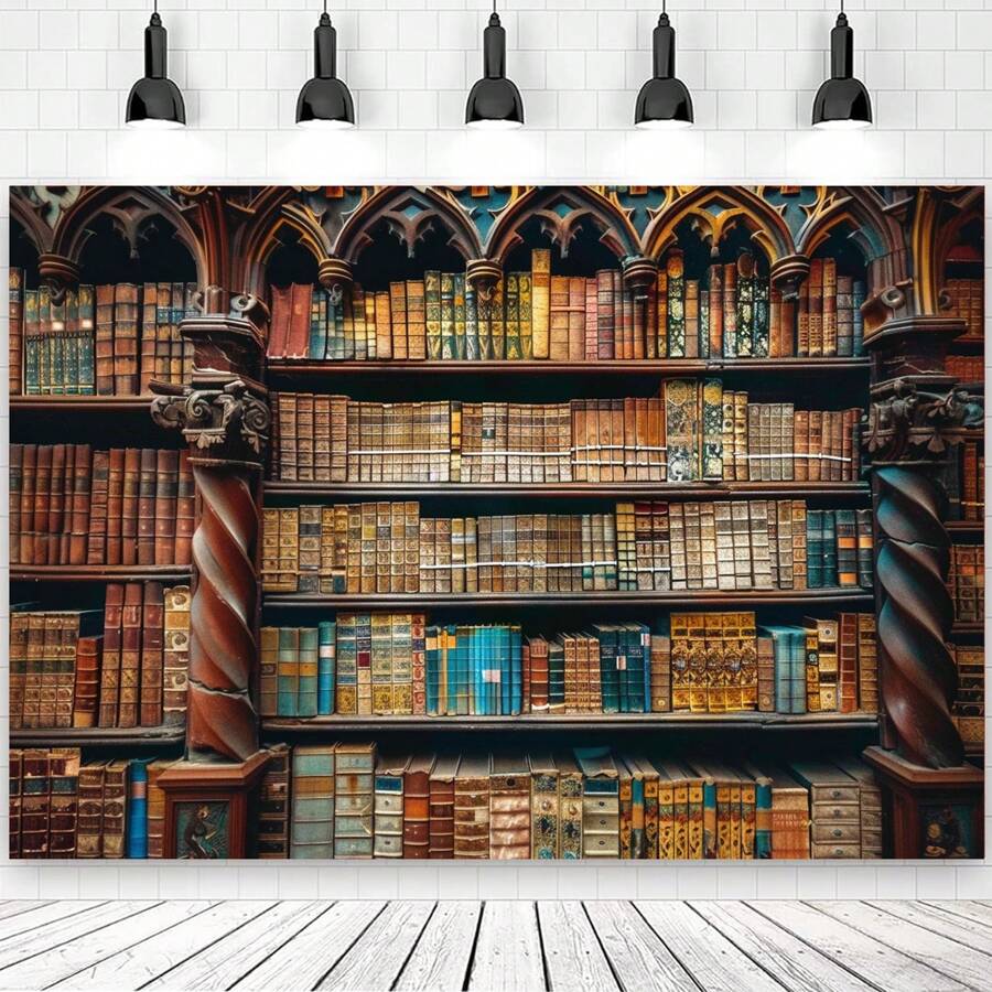 Wizard Magic Bookshelf Photography Backdrop, Vintage Bookshelf Backdrop ...
