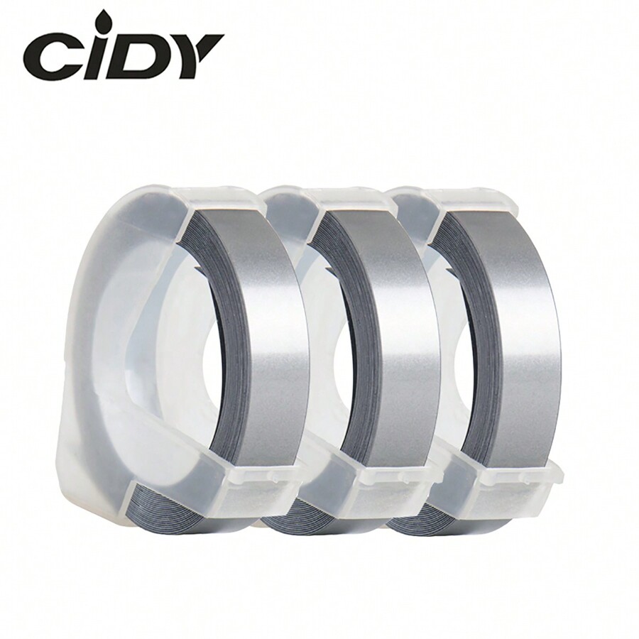 Nastro adesivo in rilievo 3D in PVC argentato da 9 mm compatibile con la stampante per etichette ...