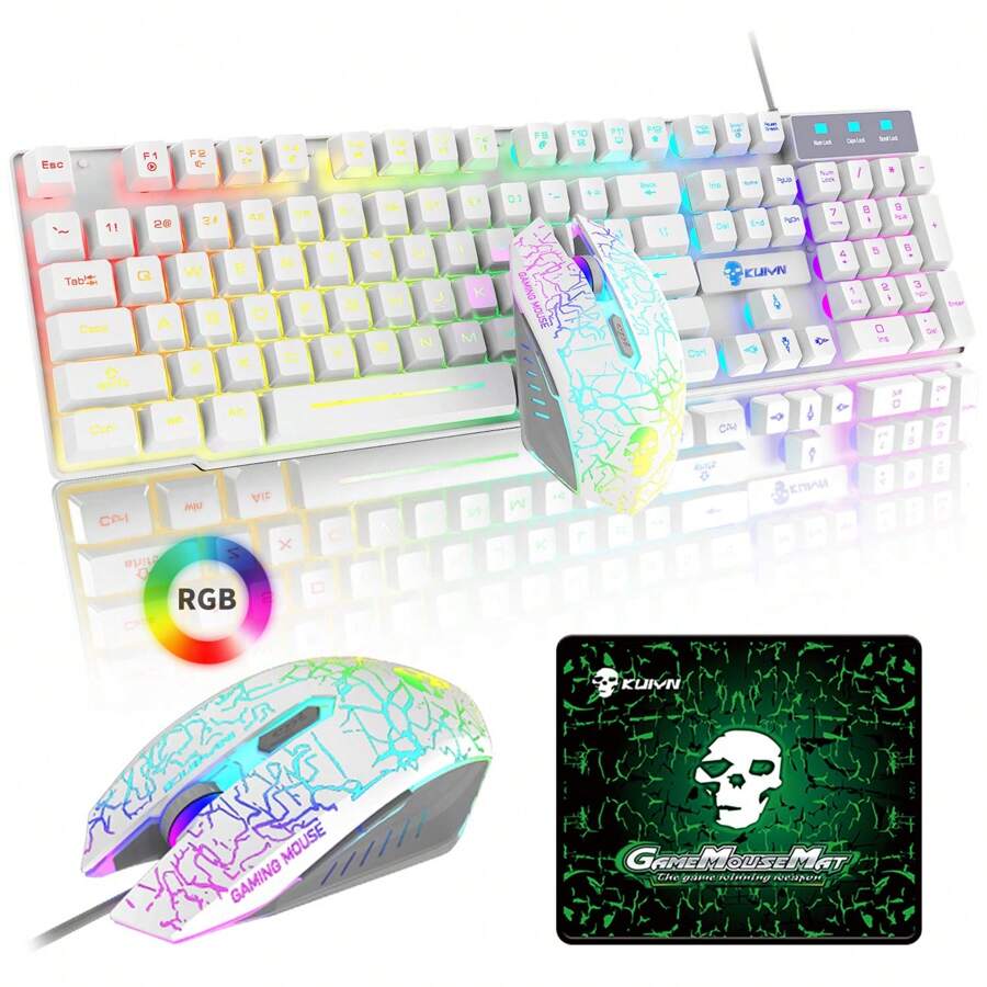 RGB Gaming Keyboard And Mouse Combo With Rainbow LED Backlight USB ...